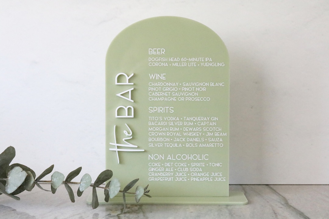 Acrylic Arch Bar Sign | Acrylic Wedding Sign | Wedding Decor | Arched ...