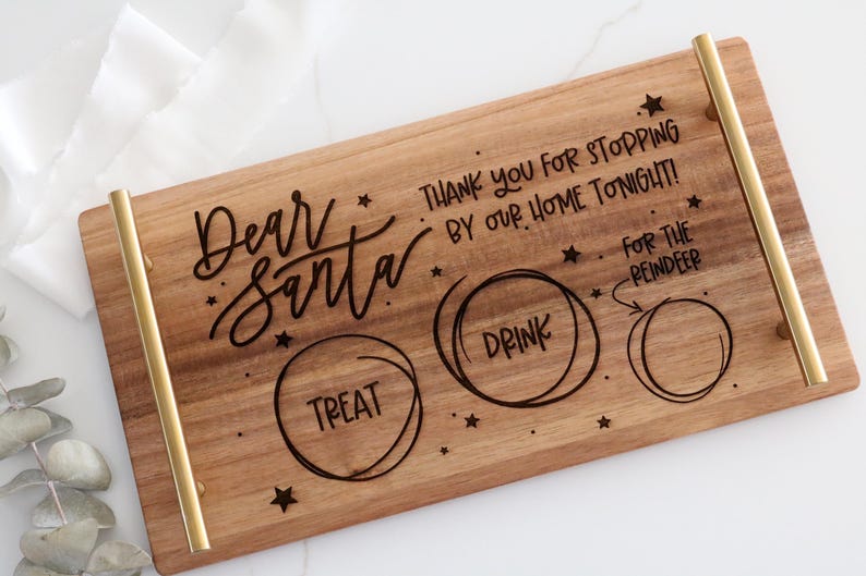 Santa Treat Board | Wood Santa Tray | Santa Plate | Cookies for Santa ...