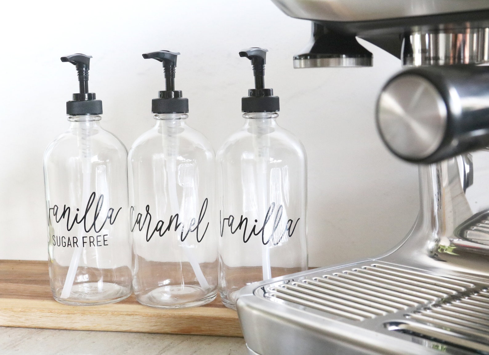 Custom Calligraphy Clear Coffee Syrup Bottle | Coffee Bar | Farmhouse ...