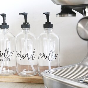 Custom Calligraphy Clear Coffee Syrup Bottle | Coffee Bar | Farmhouse ...