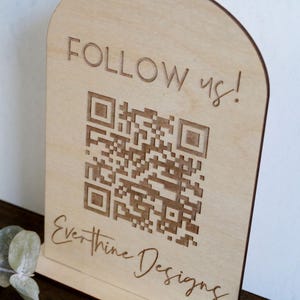 Wood Social Media QR Code Business Sign | Follow Us | Small Business ...