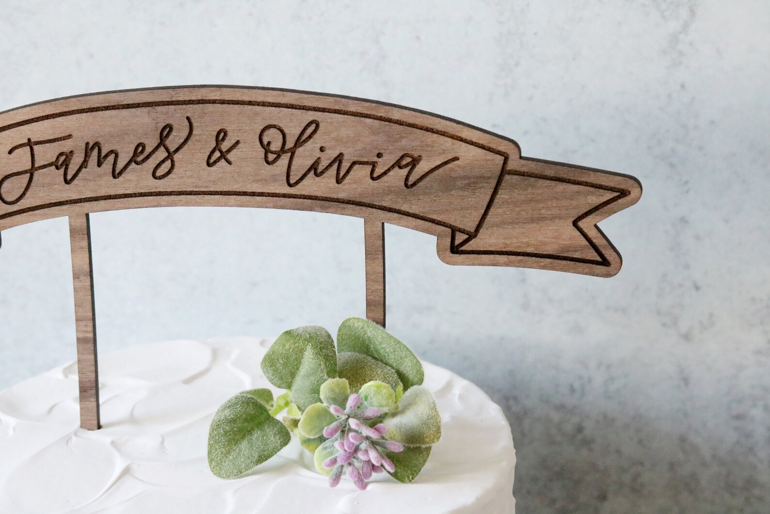 Custom Calligraphy Wood Banner Cake Topper | Wedding Cake Topper ...