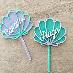 Custom Mermaid Clam Shell Acrylic Cake Topper | Birthday | Mermaid ...
