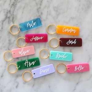 Colorful Rectangle Keychain | Back to School | Custom Calligraphy Name ...