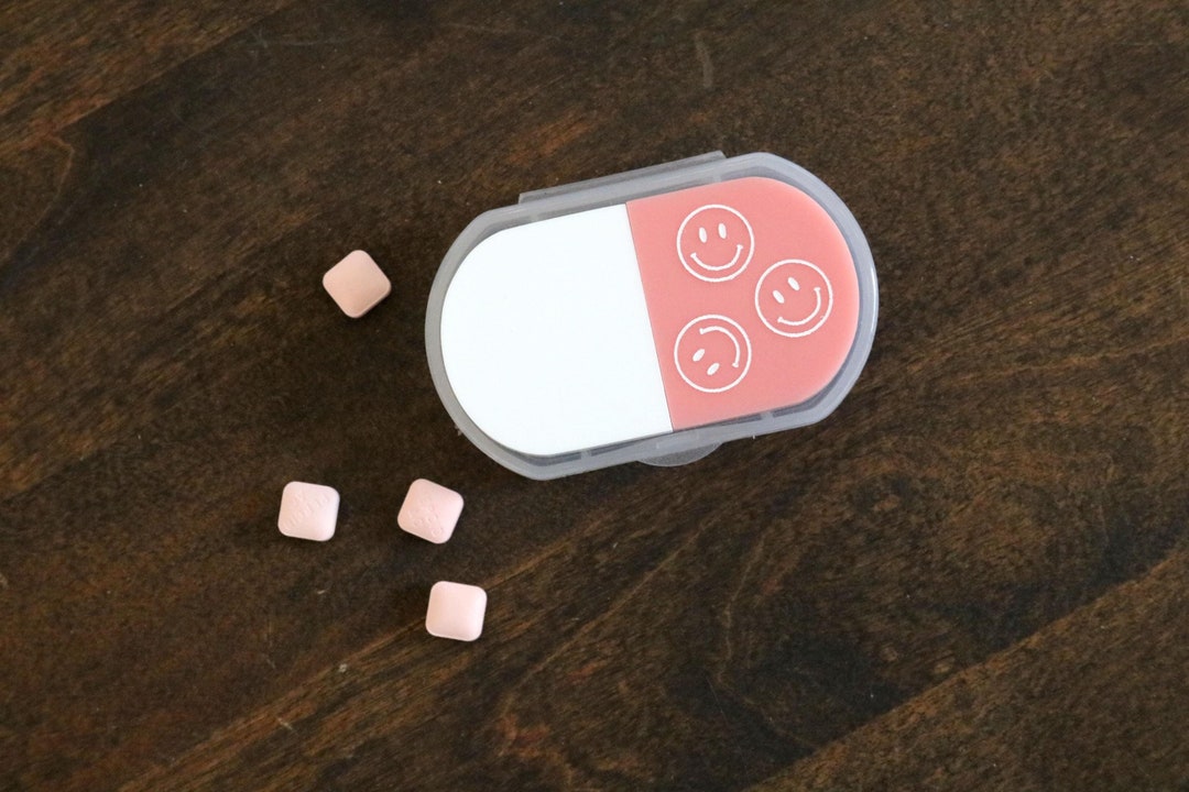 Mini Happy Face Pill Box | Stash Jar | Pill Organizer | Medicine ...