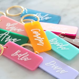 Colorful Rectangle Keychain | Back to School | Custom Calligraphy Name ...