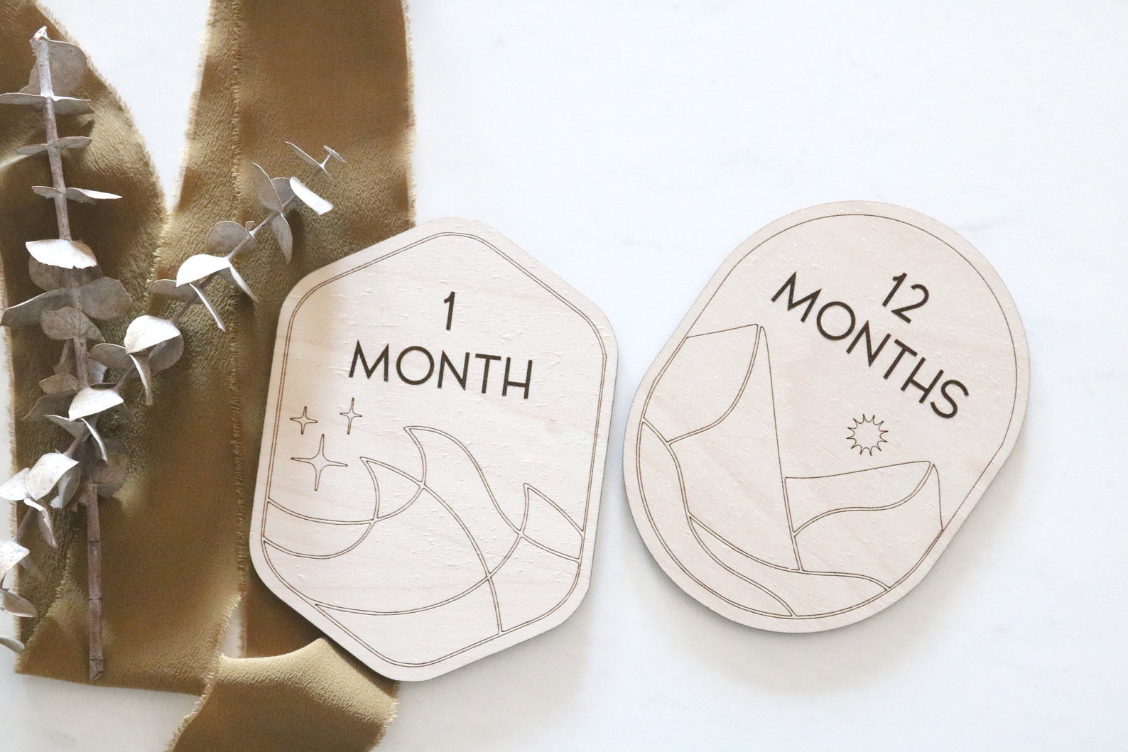 Set of Wood Boho Baby Age Monthly Milestone Signs | Geometric | Arch ...