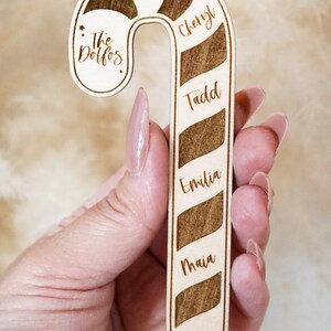 Custom Candy Cane Family Wood Christmas Ornament | Personalized ...