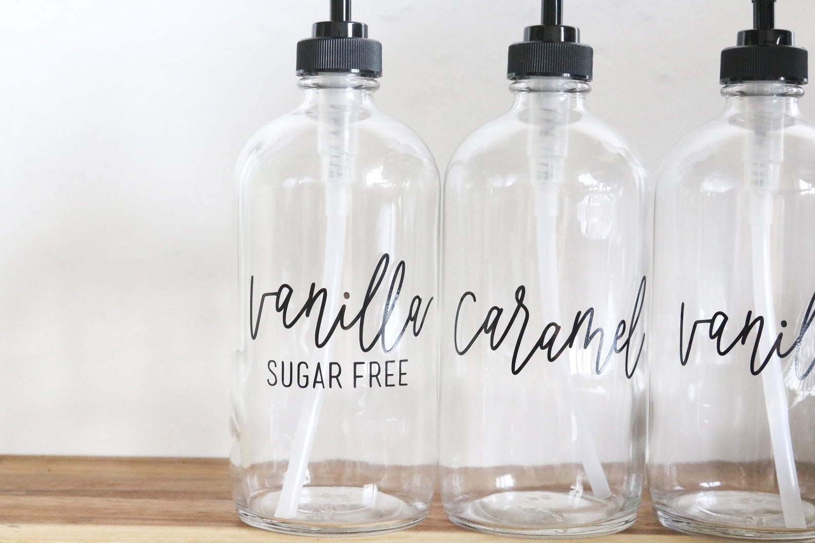 Custom Calligraphy Clear Coffee Syrup Bottle Coffee Bar - Etsy