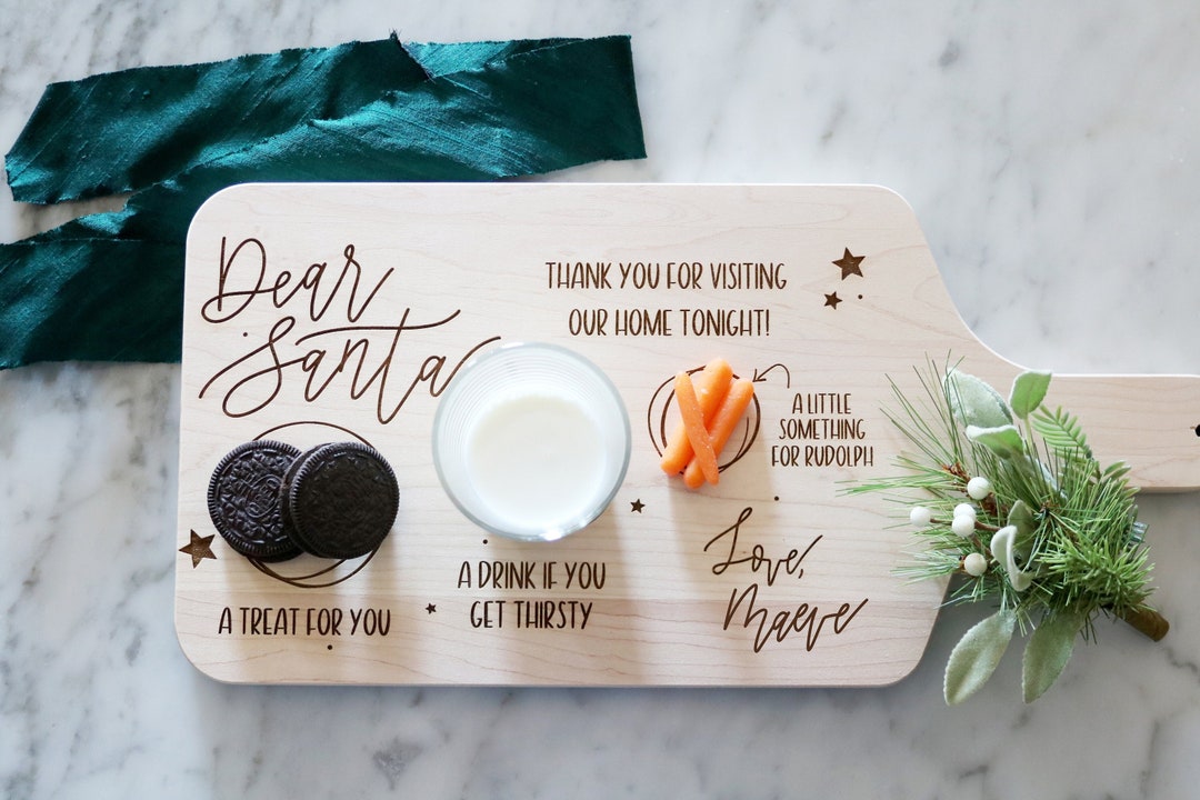 Custom Santa Treat Board Hand Lettered Wood Treat Board Santa Plate ...