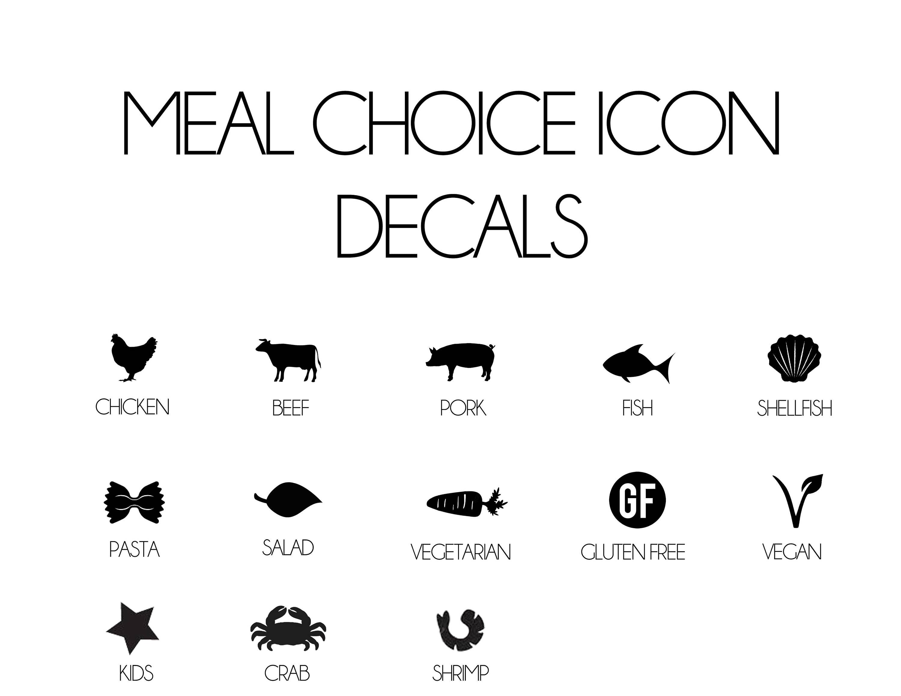 Set of 10 meal choice icon stickers meal choice stickers | Etsy