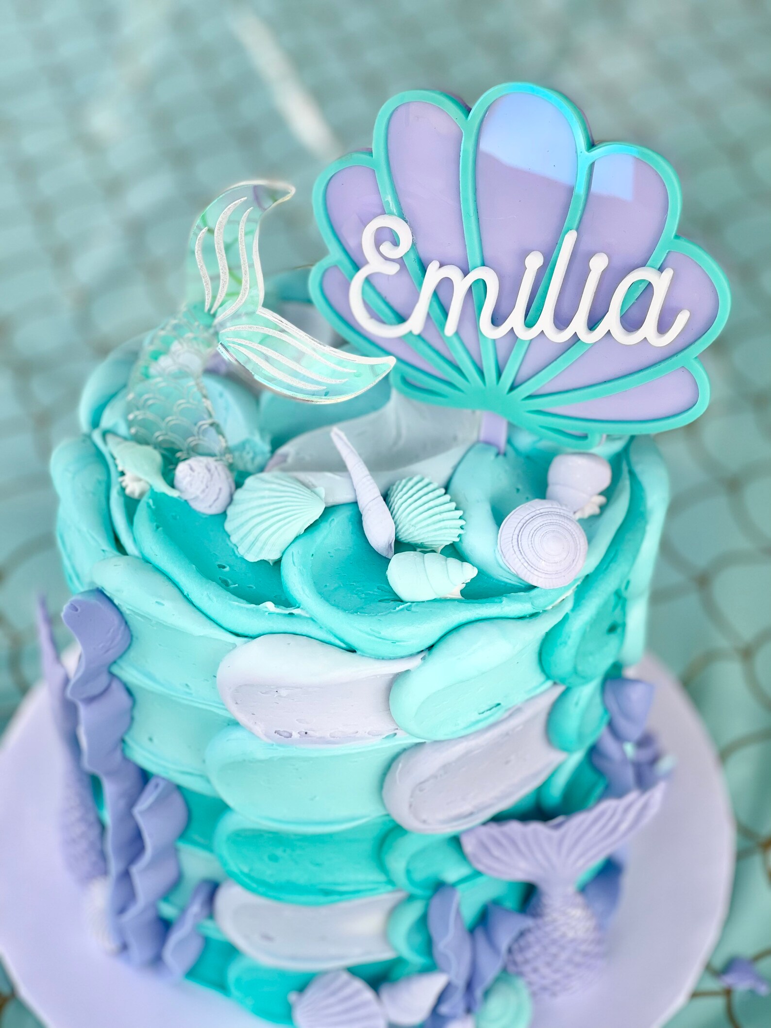 Custom Mermaid Clam Shell Acrylic Cake Topper Birthday - Etsy
