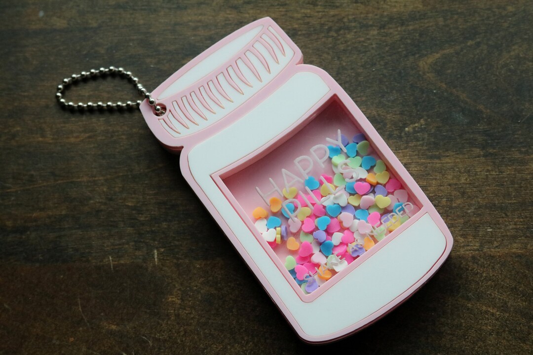 Happy Pills Prescription Bottle Shaker Keychain CHOOSE YOUR COLOR Gift ...