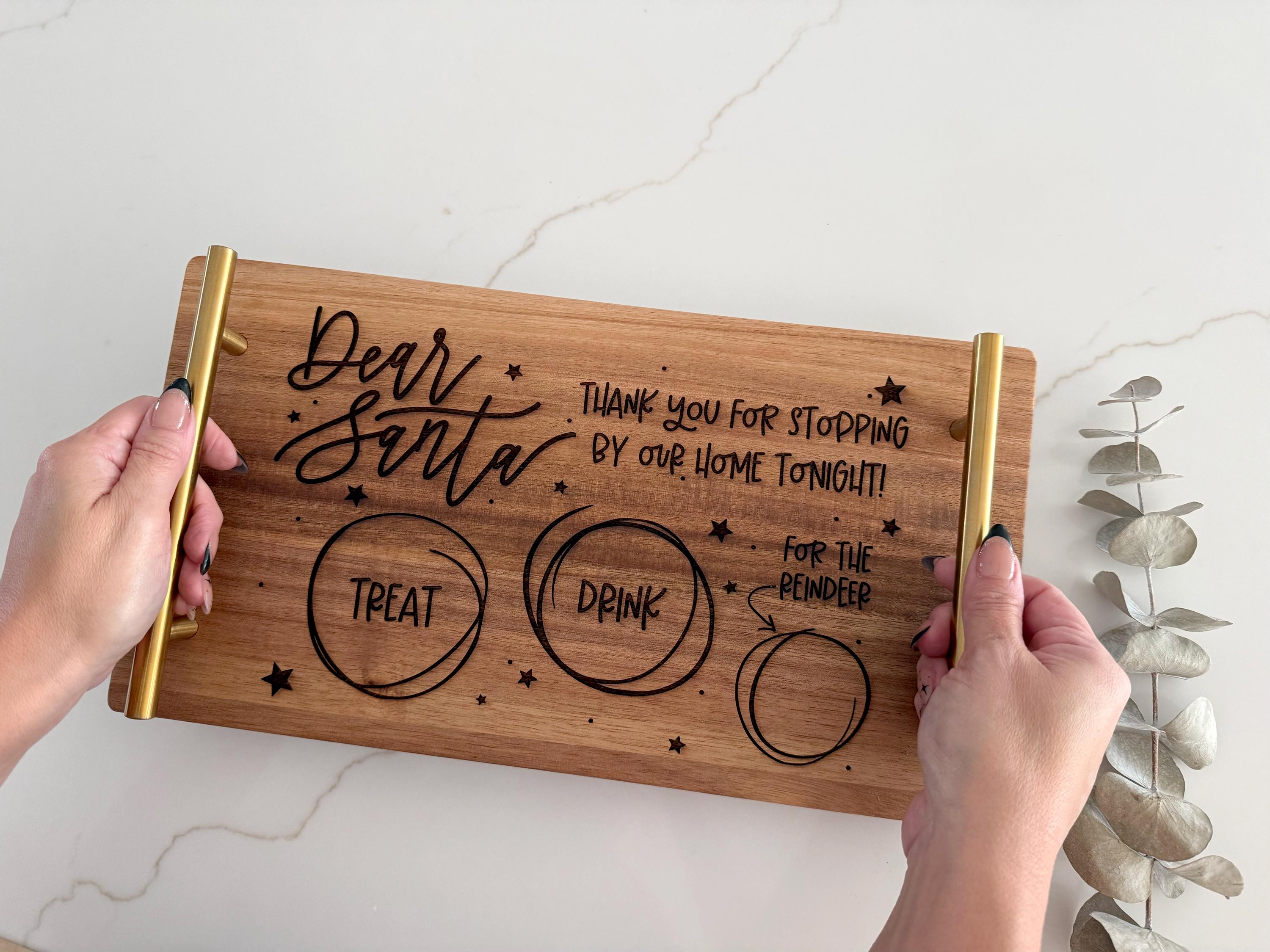Santa Treat Board | Wood Santa Tray | Santa Plate | Cookies for Santa ...