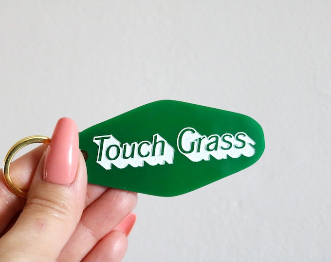 Touch Grass Keychain CHOOSE YOUR COLOR Gift Birthday Key Chain Retro ...