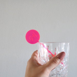 Set of Custom Wedding Drink Stir Sticks | Clear or Fluorescent Pink ...