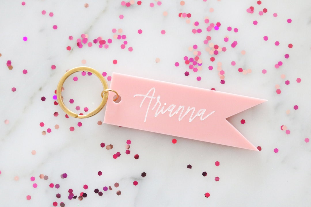 Colorful Banner Keychain | Custom Calligraphy Name | CHOOSE YOUR COLOR ...