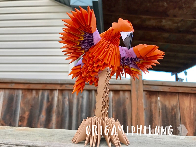 Parrot Small Bird 3D Origami Handmade Art Gift Home | Etsy
