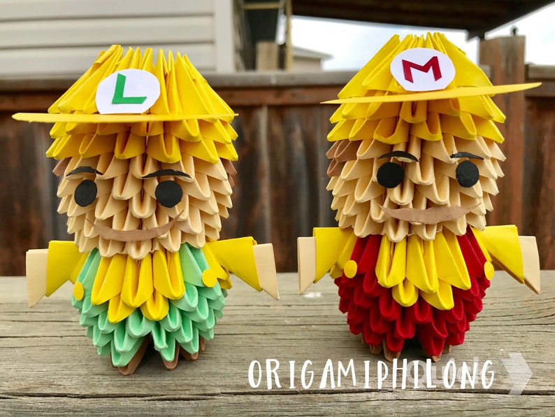 Mario and Luigi 3D Origami Handmade Art Gift Birthday Gift - Etsy