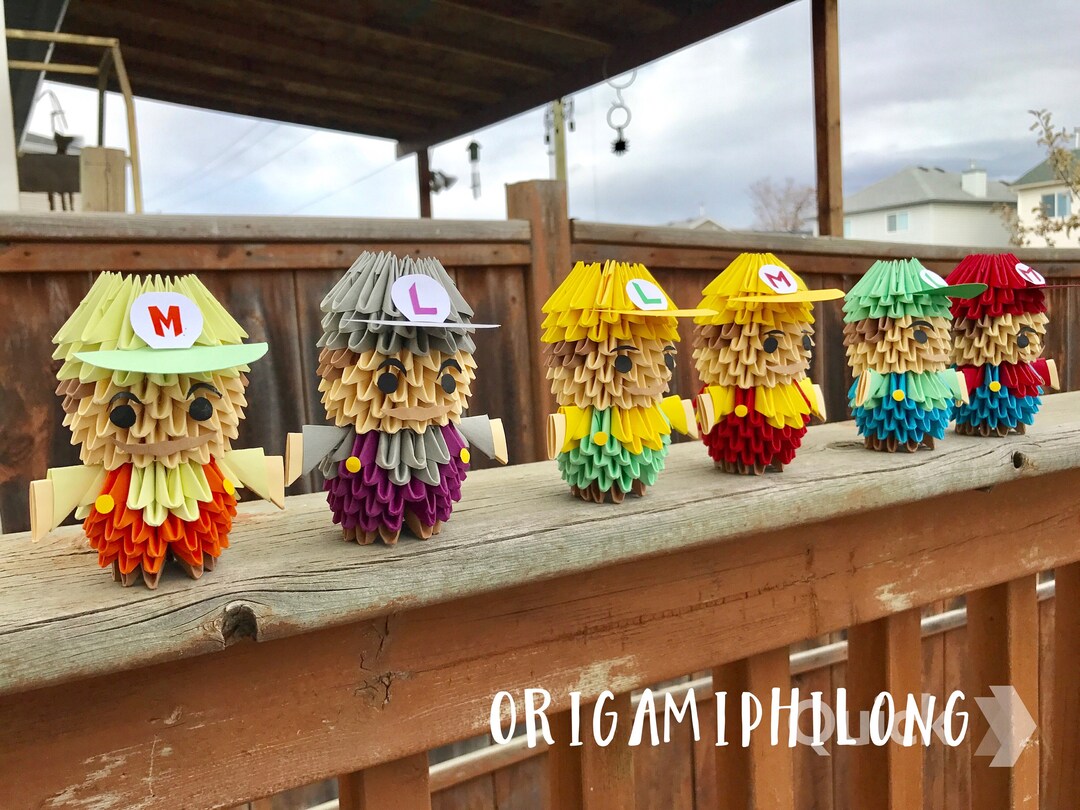 Mario and Luigi 3D Origami - Handmade Art Gift- Birthday Gift - Home ...