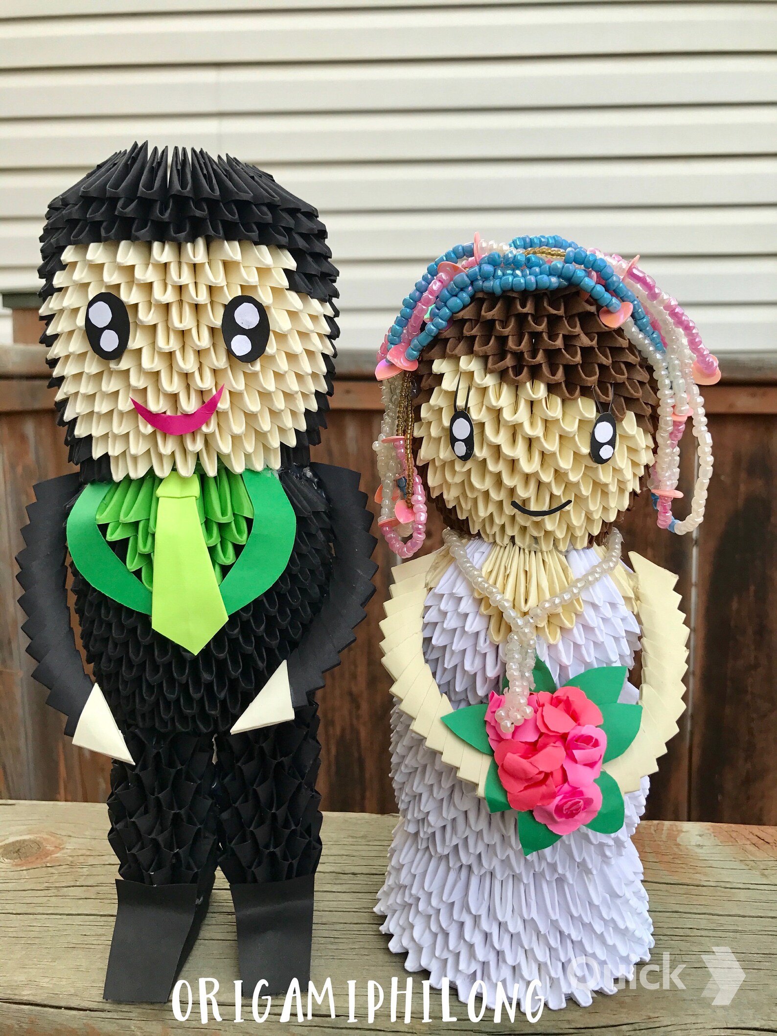 Groom and Bride 3D Origami - Handmade Art Gift- Wedding Gift- Wedding ...
