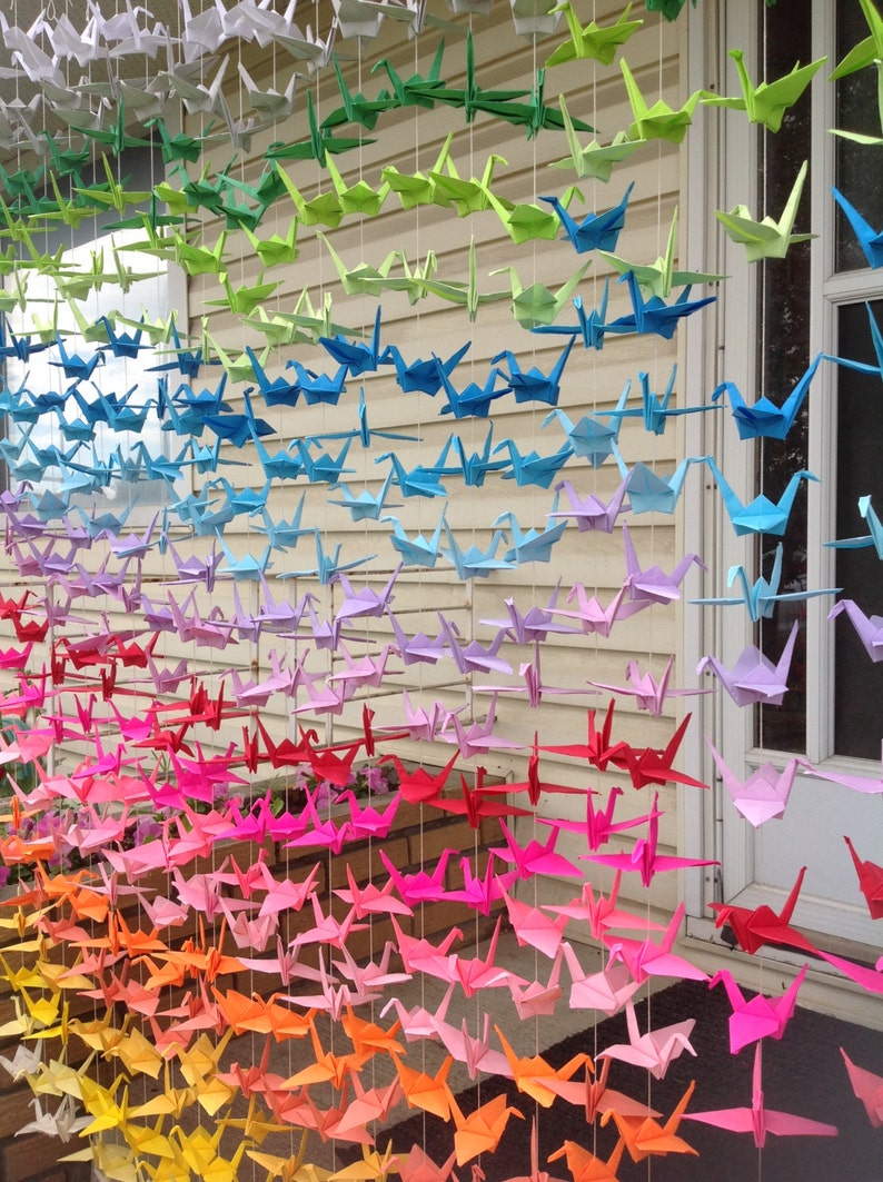 1000 5.5 Ombre Colourful Origami Cranes on String Paper - Etsy