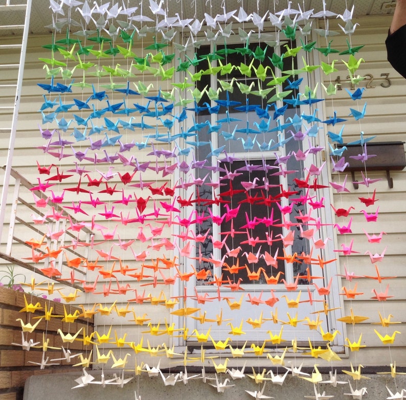 1000 5.5 Ombre Colourful Origami Cranes on String Paper - Etsy