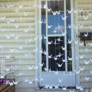 20 Strands/6 White Crane Backdrop -party Backdrop- Origami Cranes ...