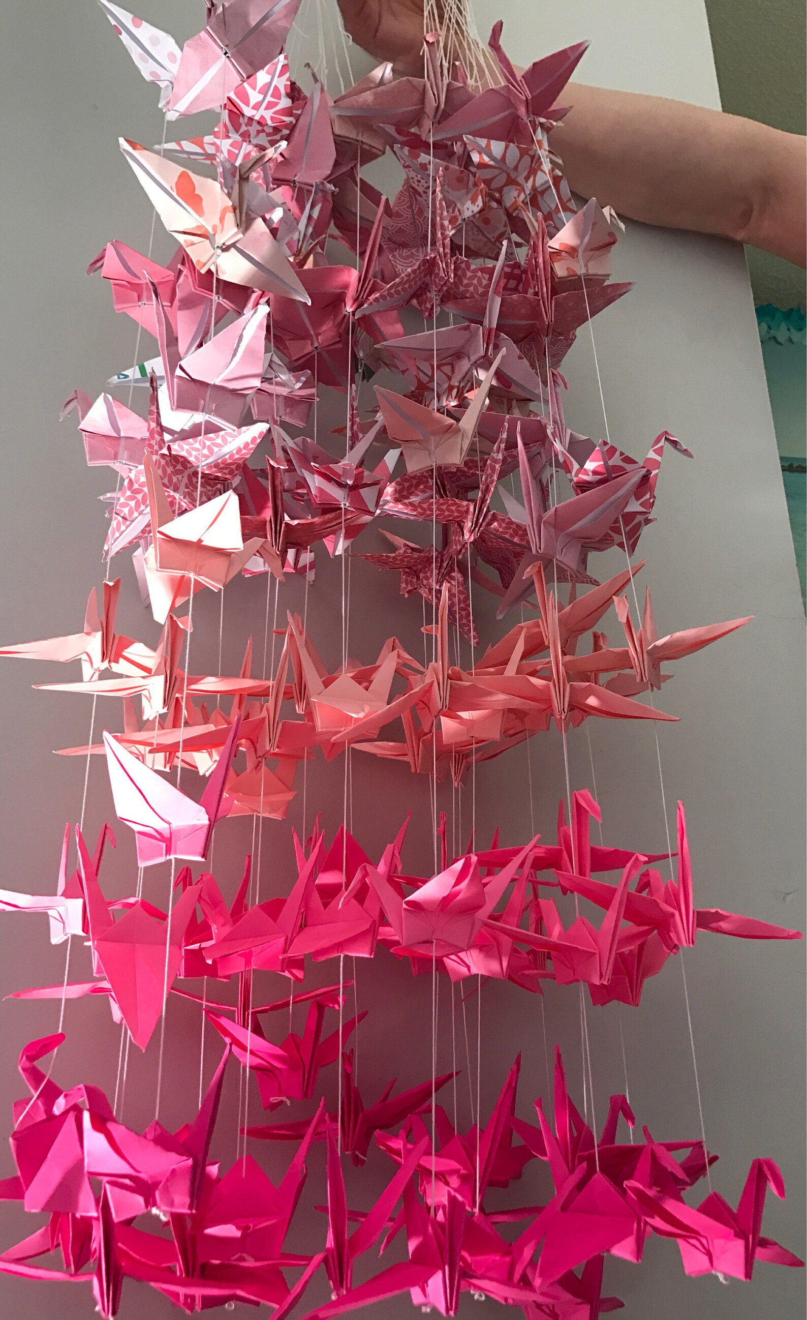 20 Strands/6 Ombre Pink Origami Cranes on Strings - Japanese Photo ...