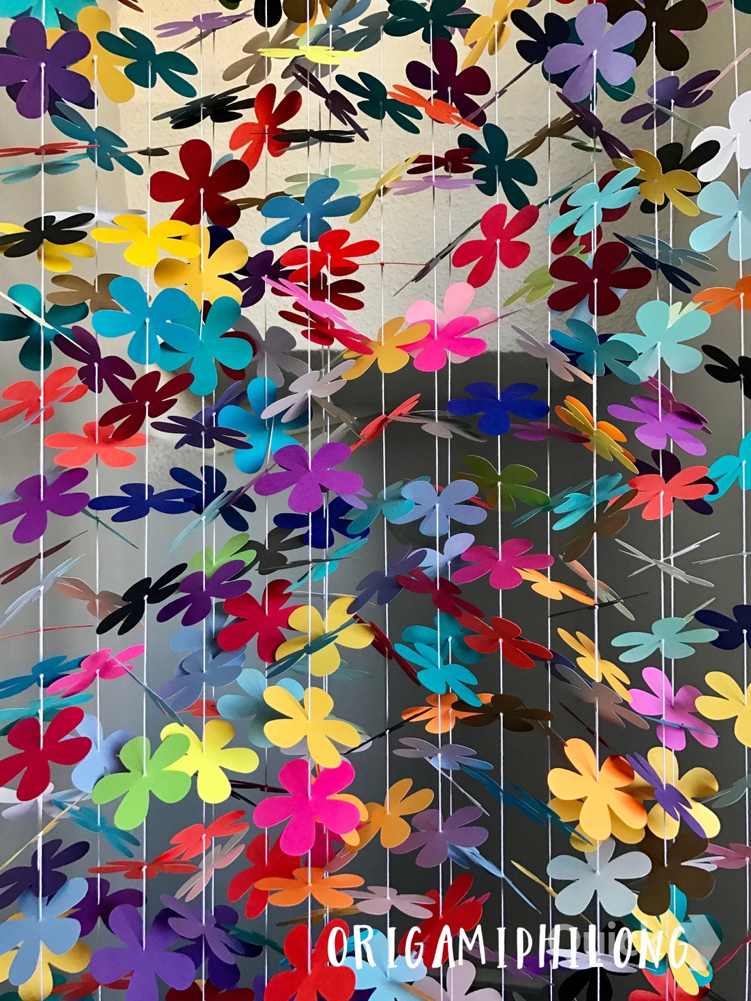 20 Strands Flowers Backdrop- Die Cut Flowers Garland- Mixed Random ...