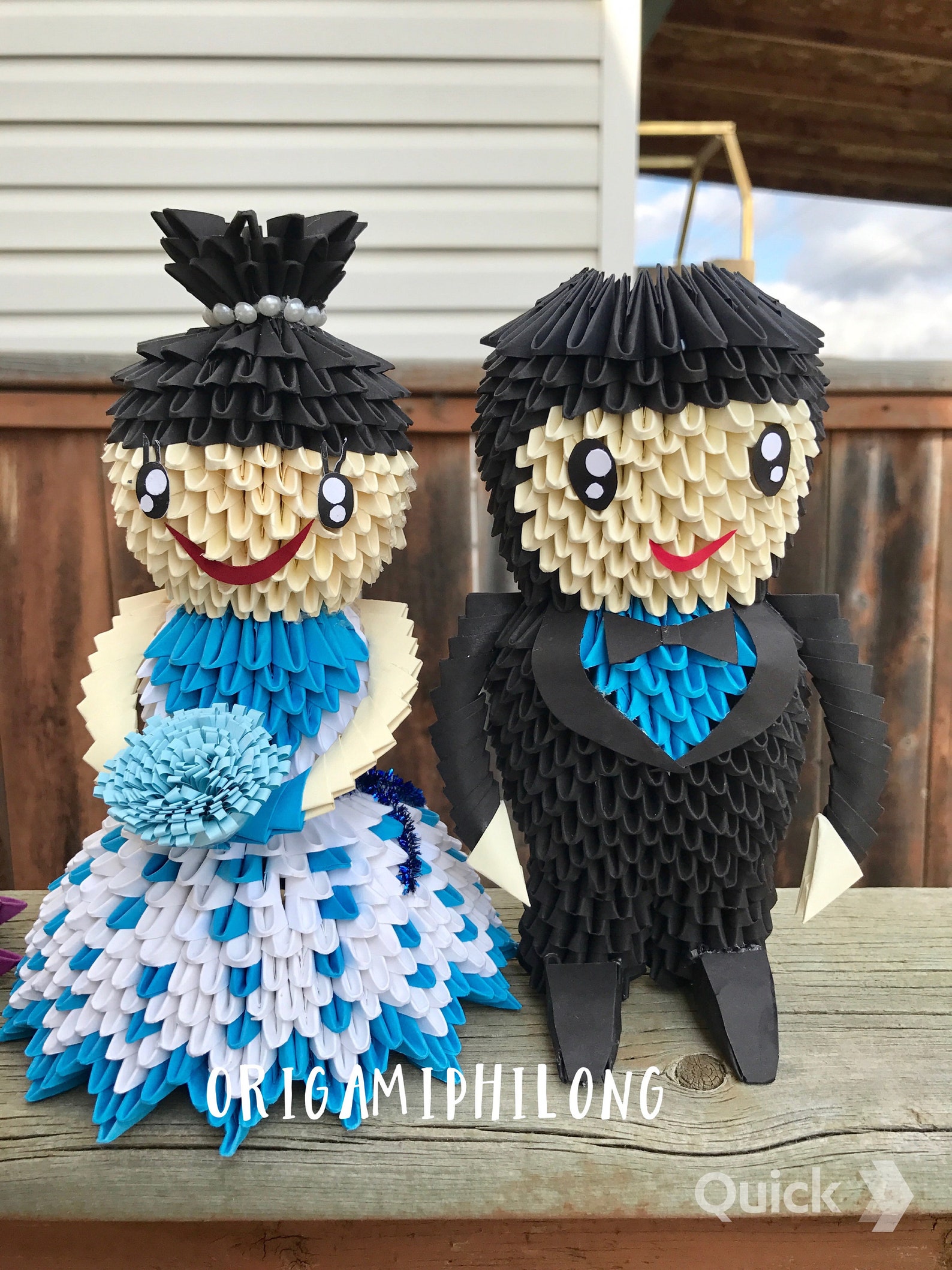 Groom and Bride 3D Origami - Handmade Art Gift- Wedding Gift- Wedding ...