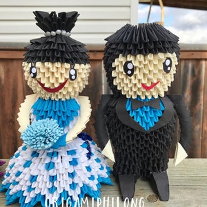 Groom and Bride 3D Origami - Handmade Art Gift- Wedding Gift- Wedding ...