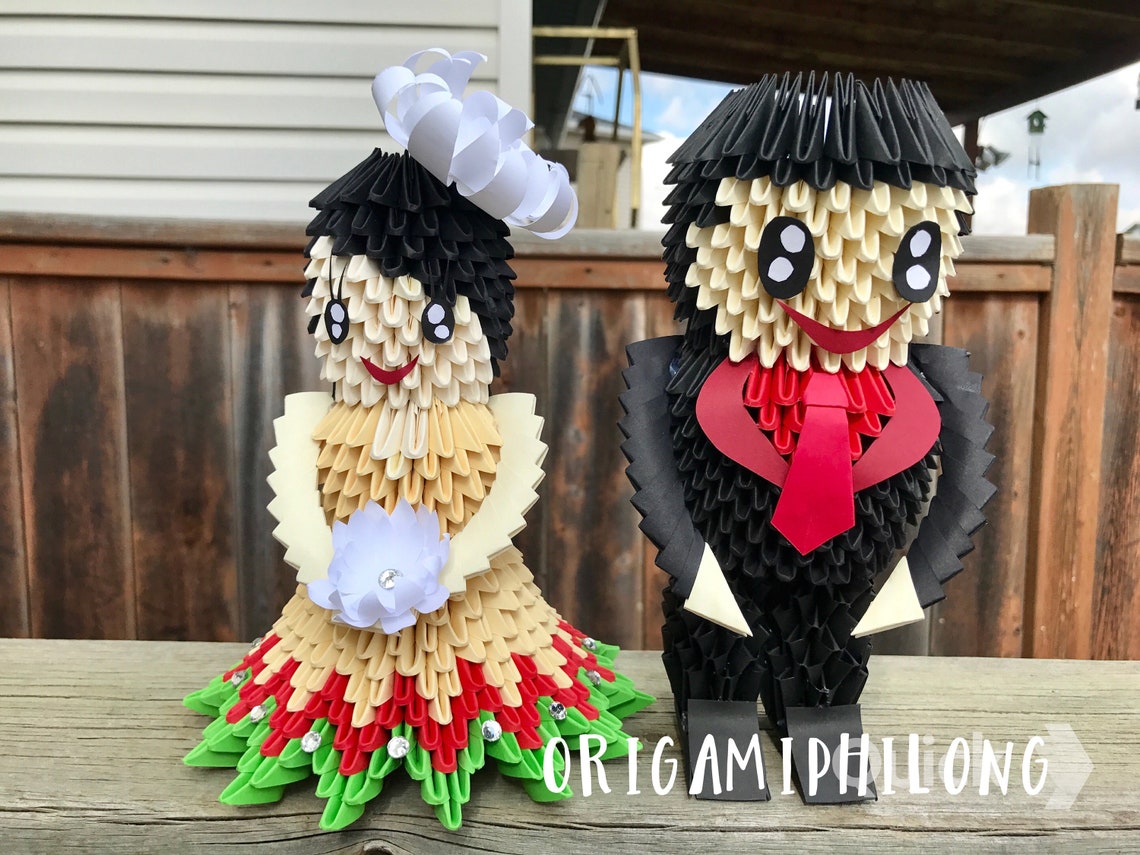 Groom and Bride 3D Origami Handmade Art Gift Wedding Gift - Etsy