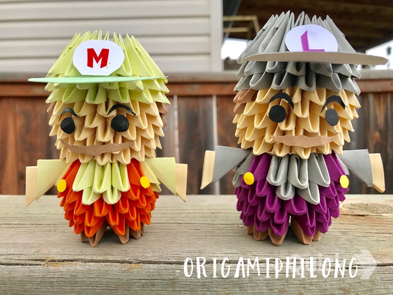 Mario and Luigi 3D Origami Handmade Art Gift Birthday Gift - Etsy