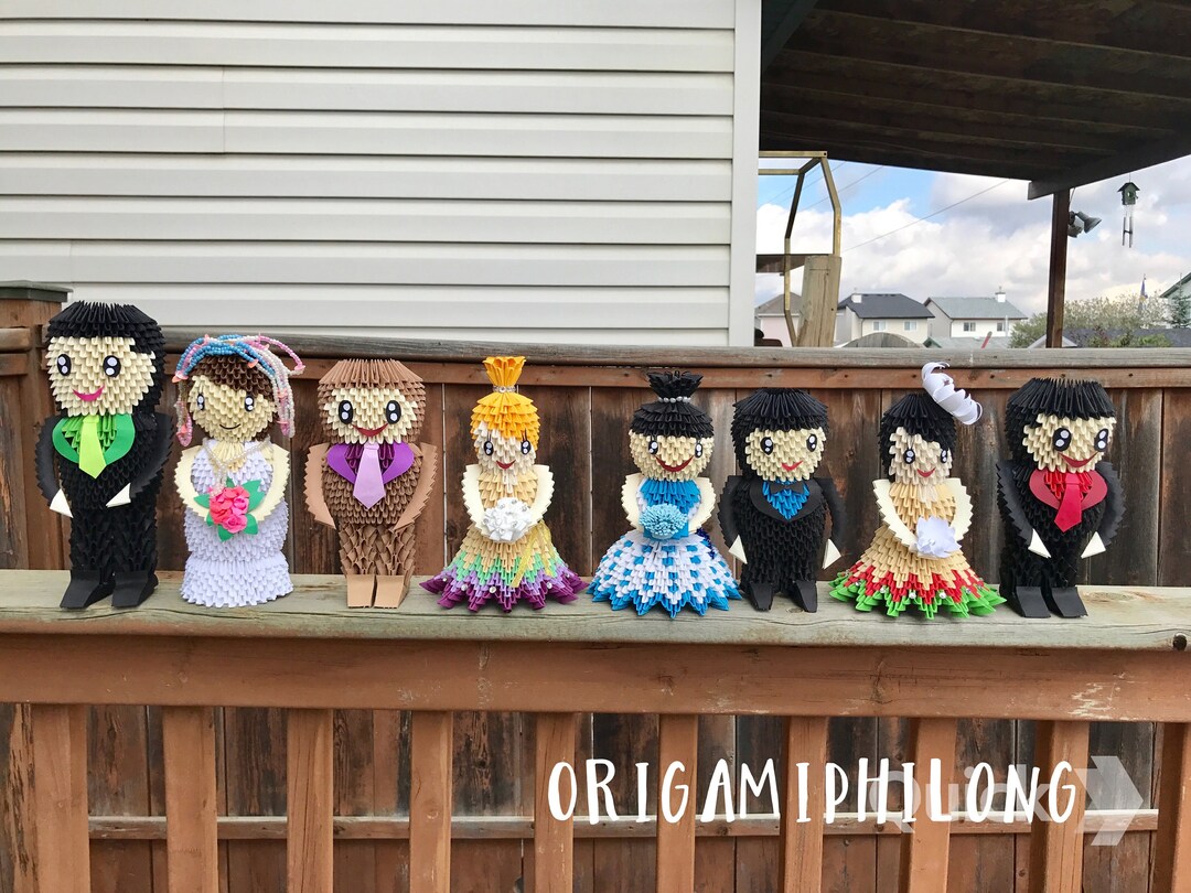 Groom and Bride 3D Origami - Handmade Art Gift- Wedding Gift- Wedding ...