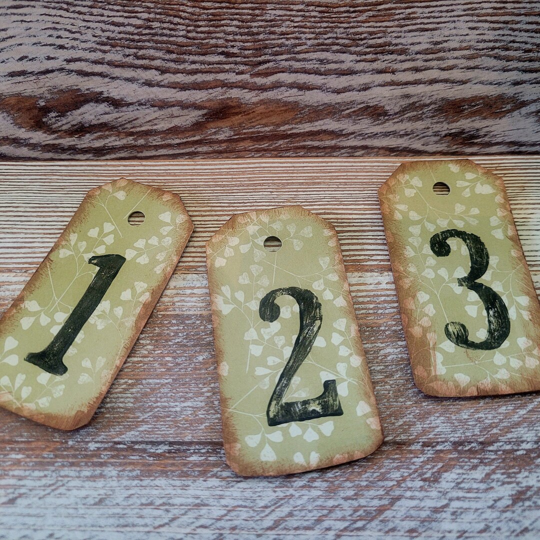 Rustic Book Page Table Numbers, Coffee Stained Tags - Etsy