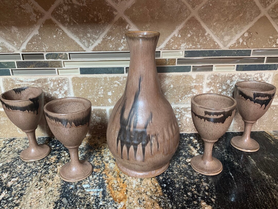 Vintage BMP Blue Mountain Pottery Mocha Glazed Carafe Decanter and ...