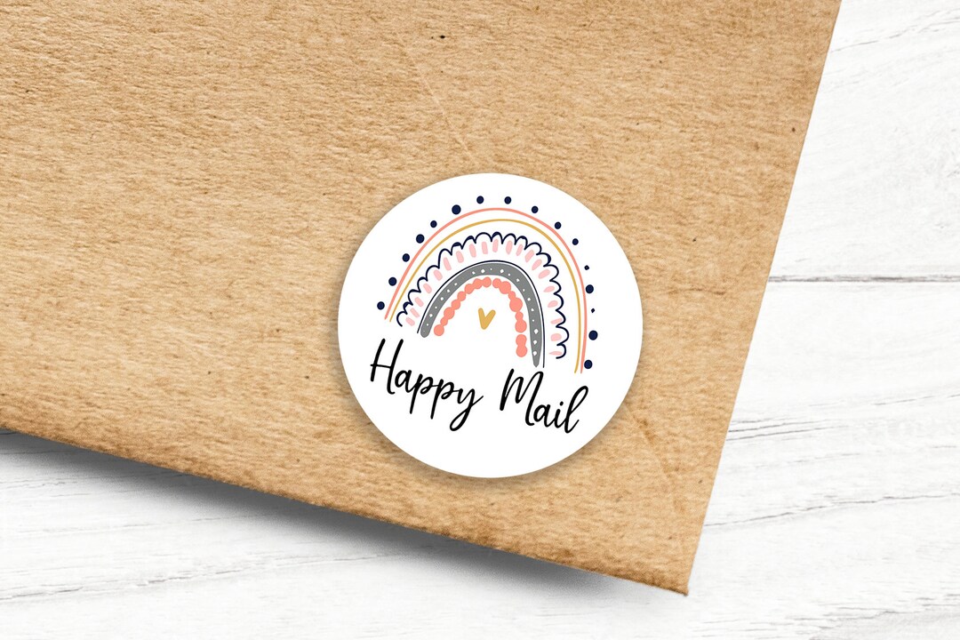 1000 Rainbow Happy Mail Stickers. Rainbow Postage Stickers - Etsy