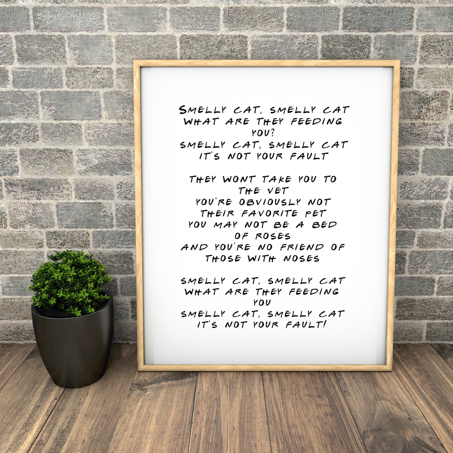 Smelly Cat Song Lyrics. Phoebe Buffay Song. Friends Theme Wall - Etsy UK