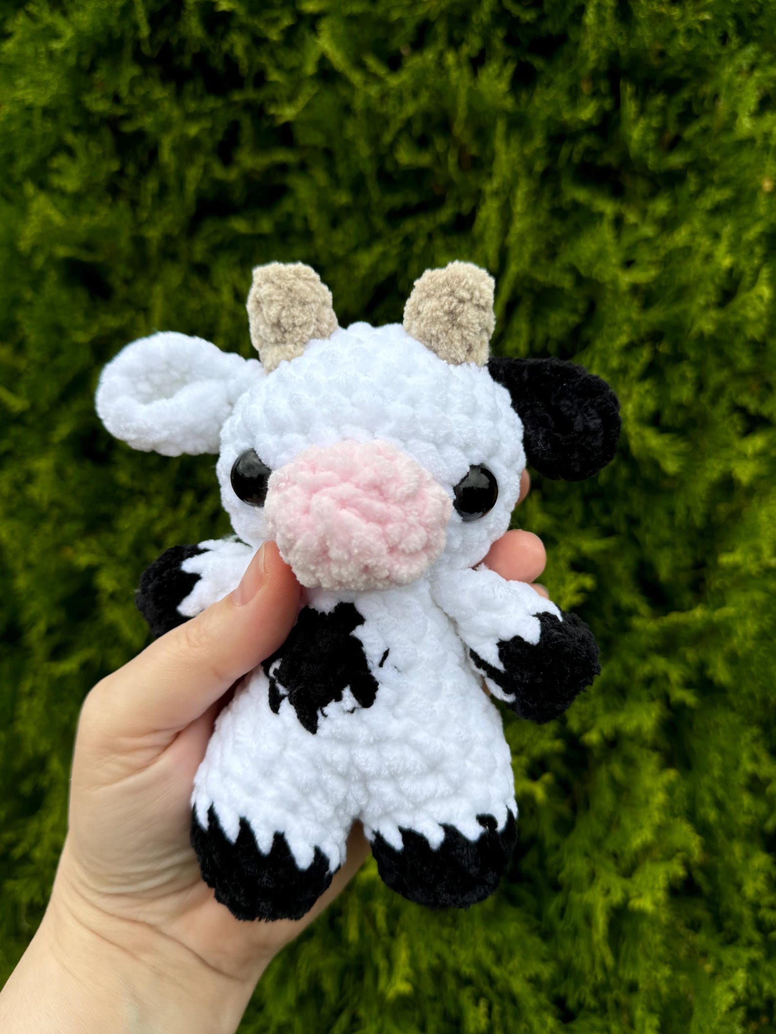Handmade Cow Plushie, Crocheted Cow, Black and White Plush Cow, Crochet ...