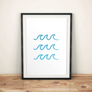 Wave Art, Wave Print, Wave Prints, Blue Wave Print Art, Teal Ocean Wall ...