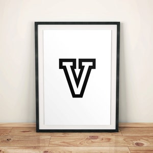 V Letter Print Wall Art Prints Printable Art Alphabet | Etsy