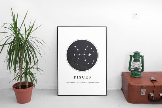 Zodiac Gift Pisces Gift Pisces Printable Pisces Art | Etsy