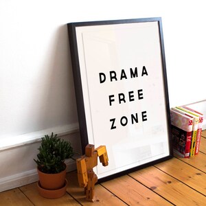 Drama Free Zone, Bedroom Decor, Wall Art Prints, Printable Art ...