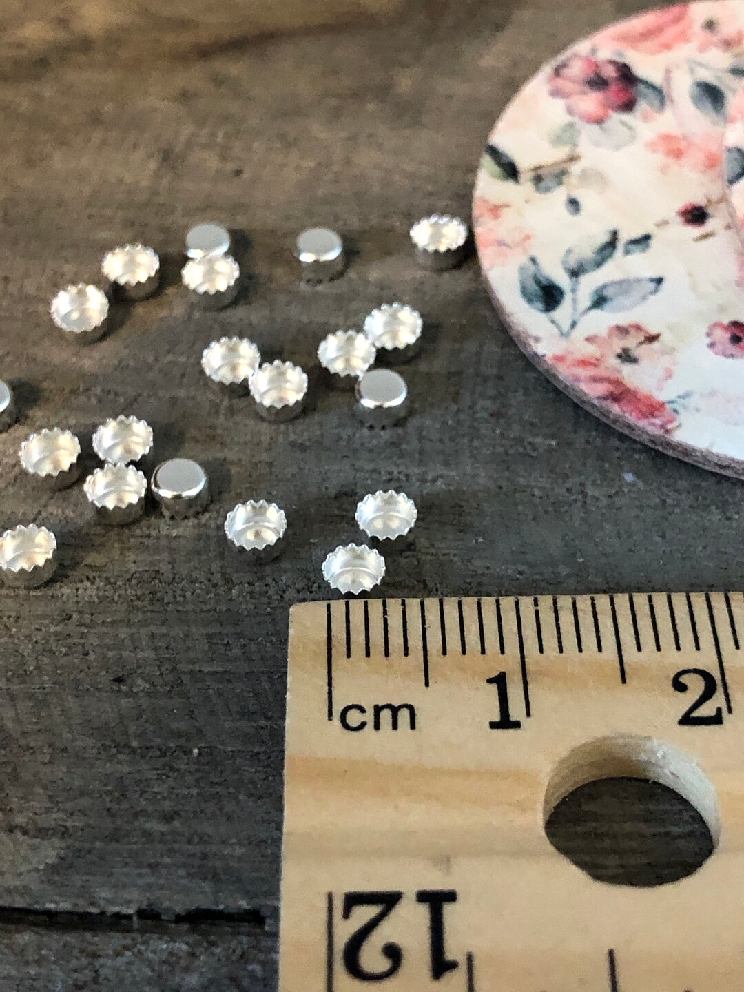 3mm Serrated Bezel Cup, Sterling Silver Bezels, Handmade Jewelry, Flat ...