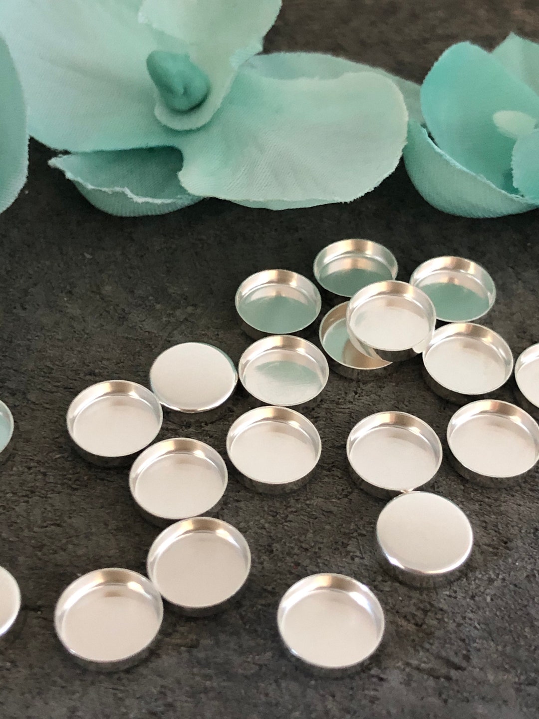 8mm Sterling Silver Round Bezel Cups, Smooth Edge Bezel, 8mm Round ...