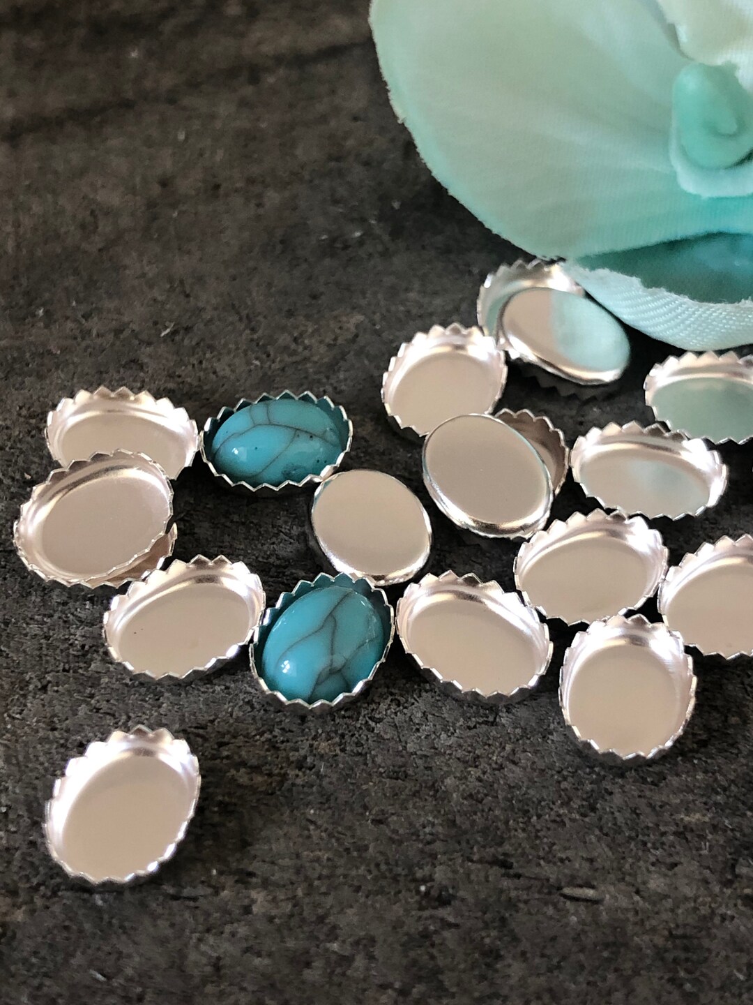 8mm X 6mm Oval Bezel Cups, Serrated Bezels, Sterling Silver Bezel Cups ...
