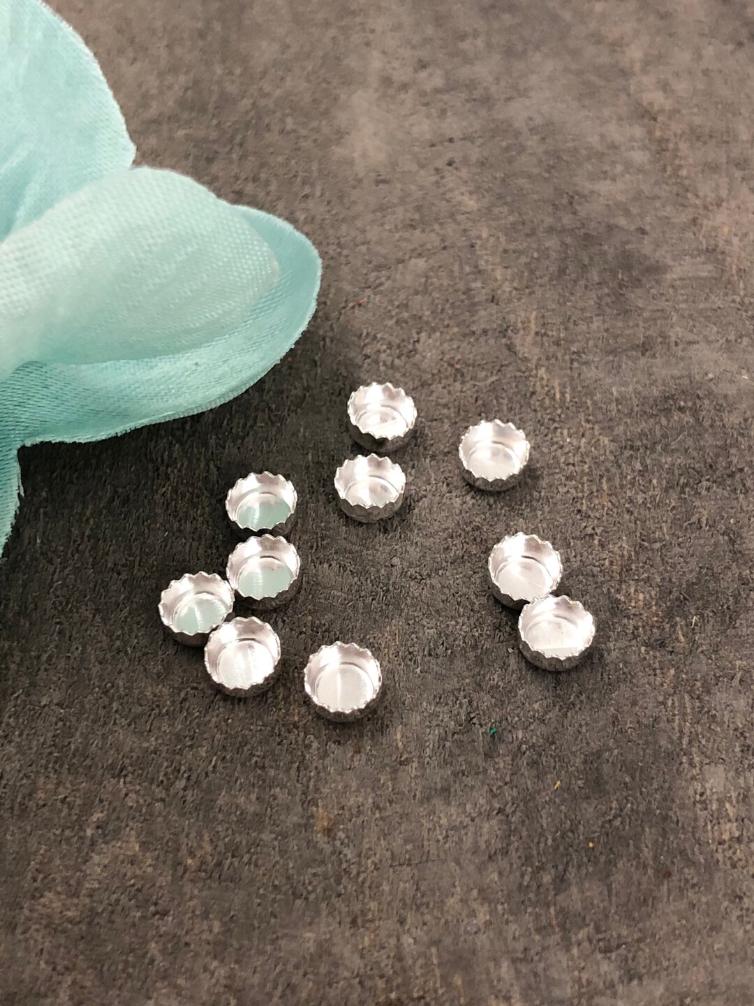 4mm Serrated Bezel Cup, Sterling Silver Bezel Cups, Handmade Jewelry ...