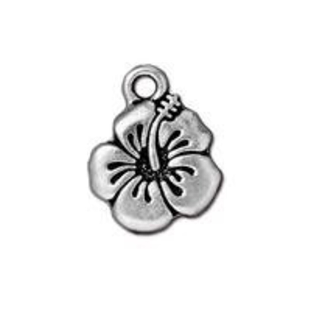 Hibiscus Charm Silver Hibiscus Charm Tierracast Charm - Etsy
