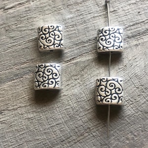 Tierracast Square Scroll Bead, Silver Bead, Metal Bead, Jewelry Making ...